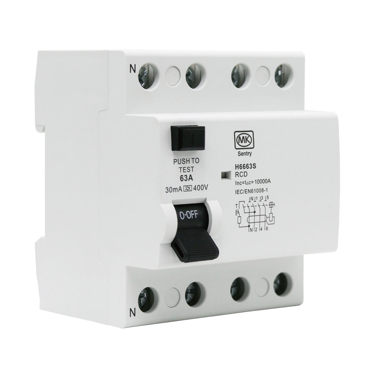Bi-directional 63A 4 Pole 30mA Type A RCD - MK CIRCUITPROTECTION