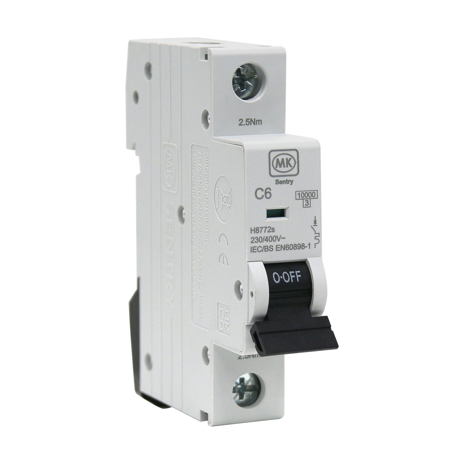 MCB 6A Single Pole C Curve 10kA - MK CIRCUITPROTECTION