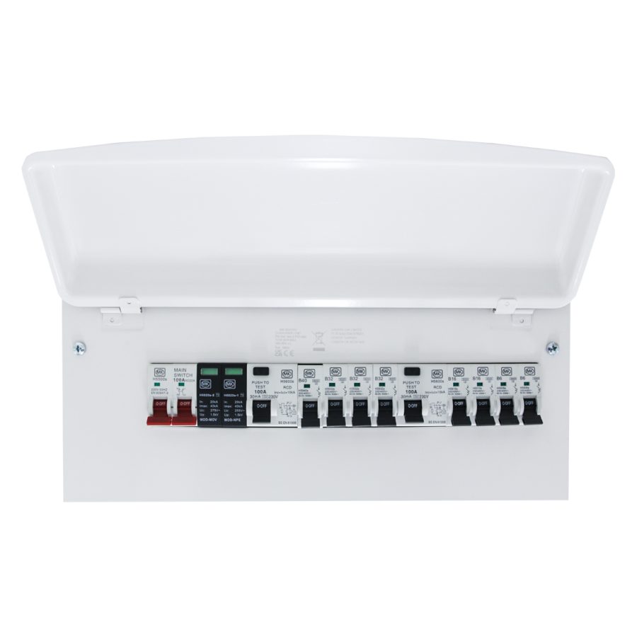 16 Way Metal Consumer Unit With 100A Switch & Surge MCB 11 X RCBO Type ...
